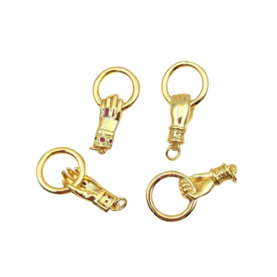 2pc Gold Hand Charm,18K Real Gold Plated Brass Hand Sign Charm Pendant ...