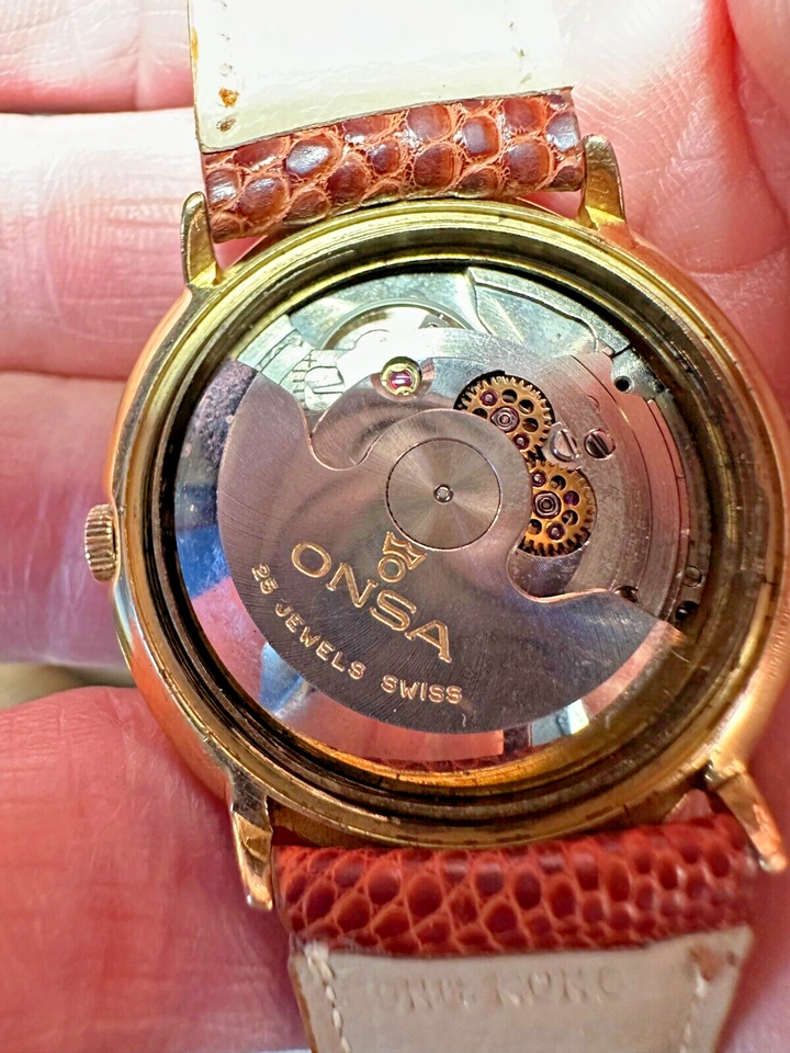 Onsa Shipman III Automatic Date 25 Jewels New Crystal & Leather Band ...