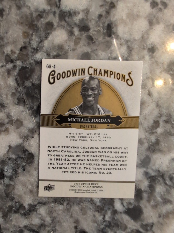2020 Upper Deck Goodwin Champions Exclusives Michael Jordan #GB-4 Holo ...