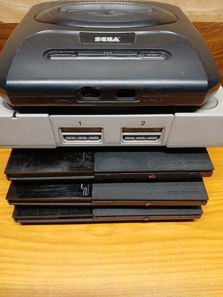 LOT OF 3 PS2 PLAYSTATION 2 CONSOLES + Sega + PS1 All Untested Must Live ...