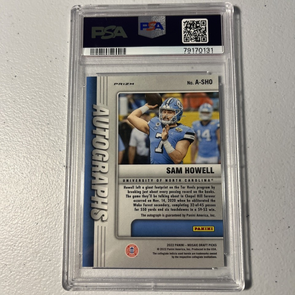 2022 Sam Howell Mosaic Draft Picks Silver Mosaic Prizm Autograph Auto ...