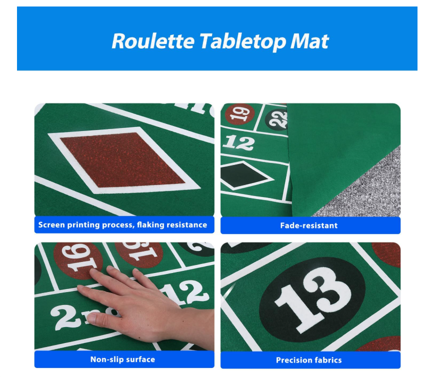 36x72" Casino Roulette Layout Felt, Roulette Tabletop Mat, Roulette ...