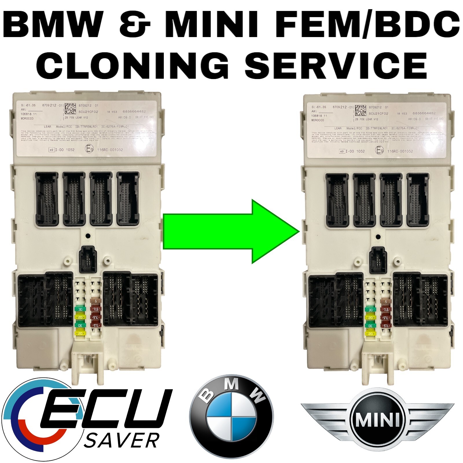 BMW MINI FEM BDC MODULE CLONING / SERVICE SAME DAY! F22 F30 F32 F15 F48 ...