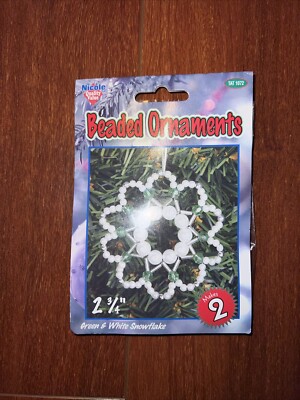 Nicole Crafts Beaded Ornaments kit Green & White Snowflake SEALED NEW ...