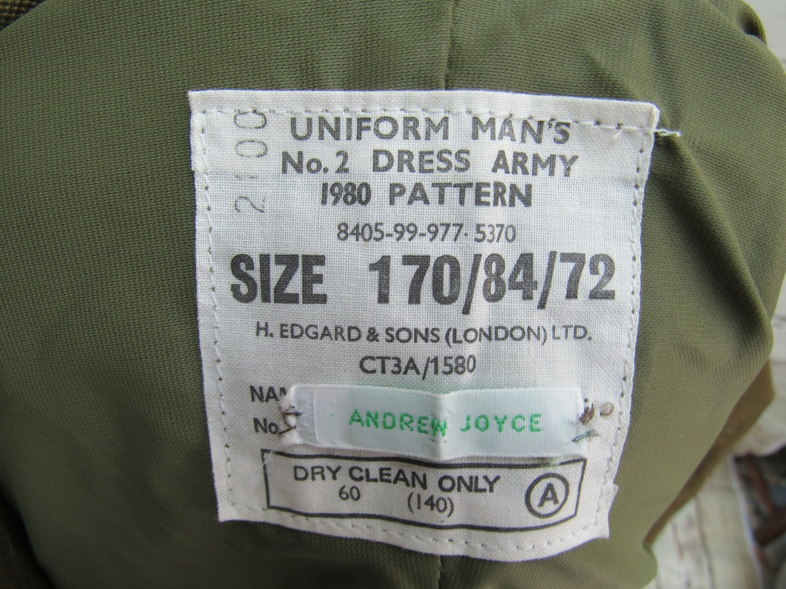 Vintage British Army No.2 dress uniform Jacket Royal Anglian Regt. 170 ...