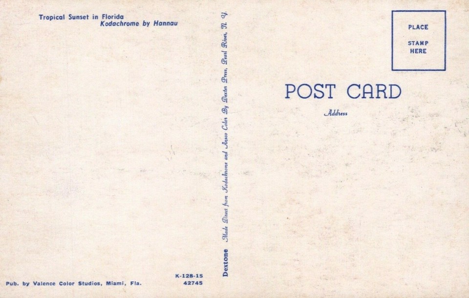 Tropical Sunset In Florida Sea Side Ship Boat Miami Bay Chrome Vintage ...