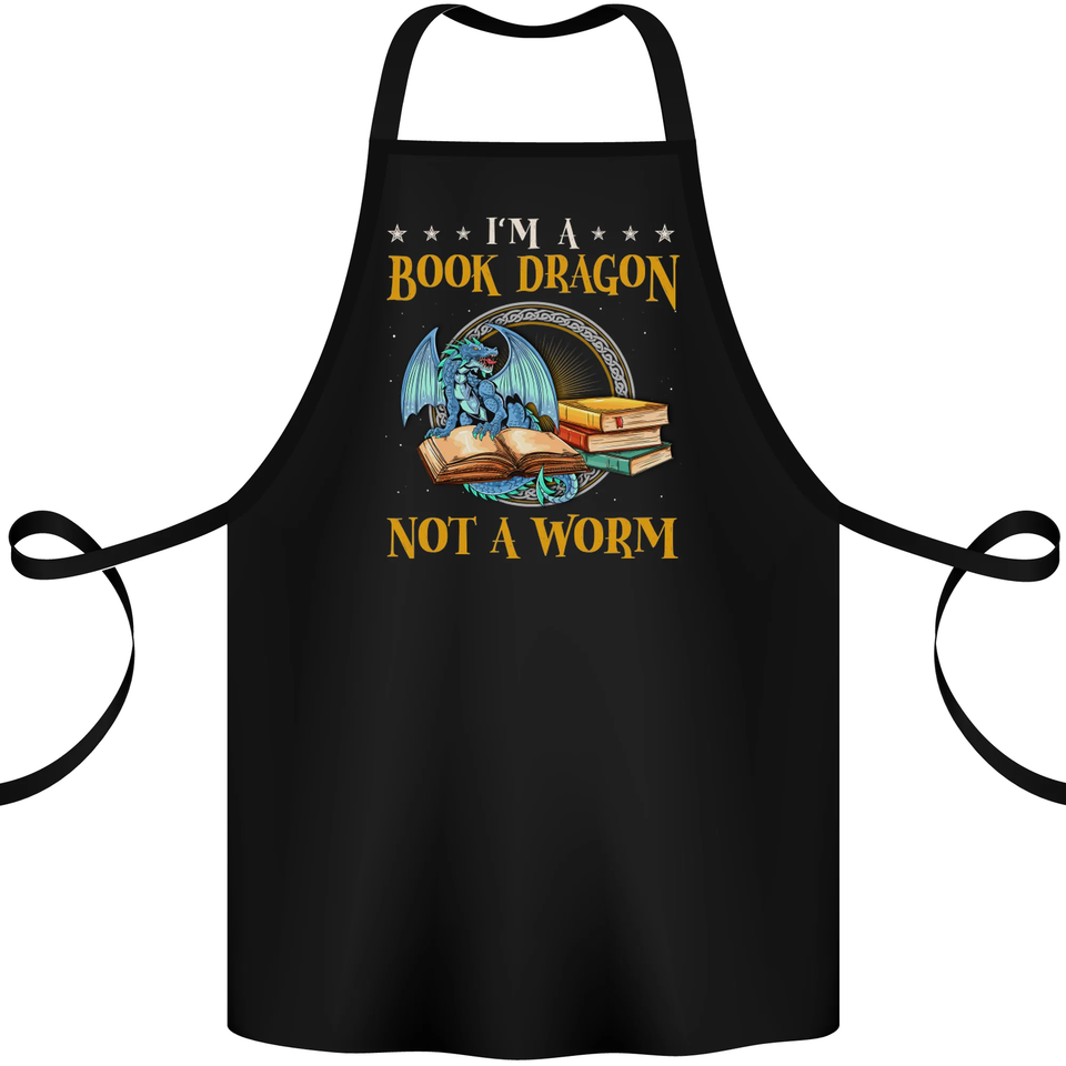 Book Dragon Funny Booklover Reader Worm Cotton Apron 100% Organic | eBay