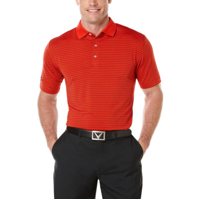 Callaway Fine Line Core Stripe Polo Shirts Red, L | eBay