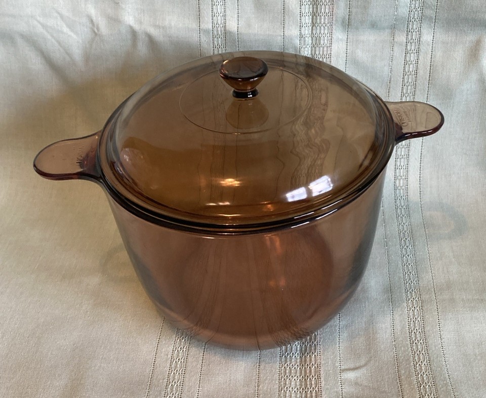 Vision de Corning Ware Amber 3.5 L Stock Pot Dutch Oven w/ Lid Made in ...