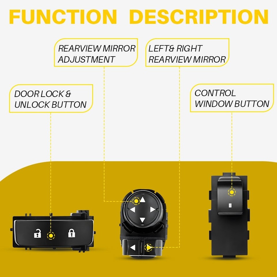 Front Mirror Switch Power Window + Door Lock Switch For Silverado 2007 ...