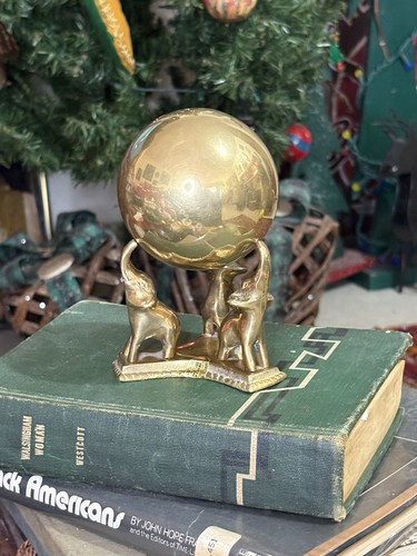 VTG Brass Plated MCM Elephants Orb Stand With Hollow Sphere 7x4" BOHO ...