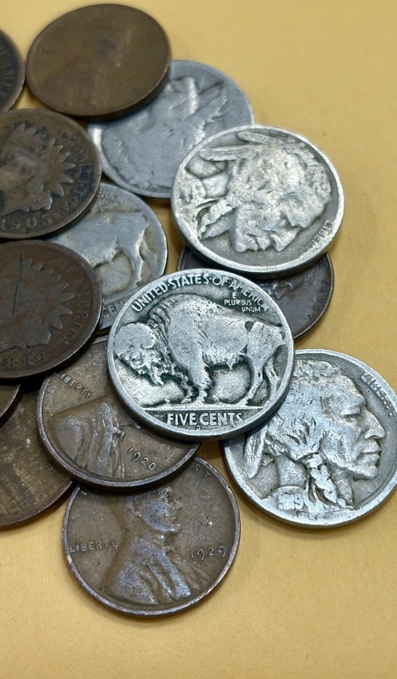 Old Mixed U.S. Coin Lot! Indian Head Penny, Wheat Cent, Buffalo Nickel ...
