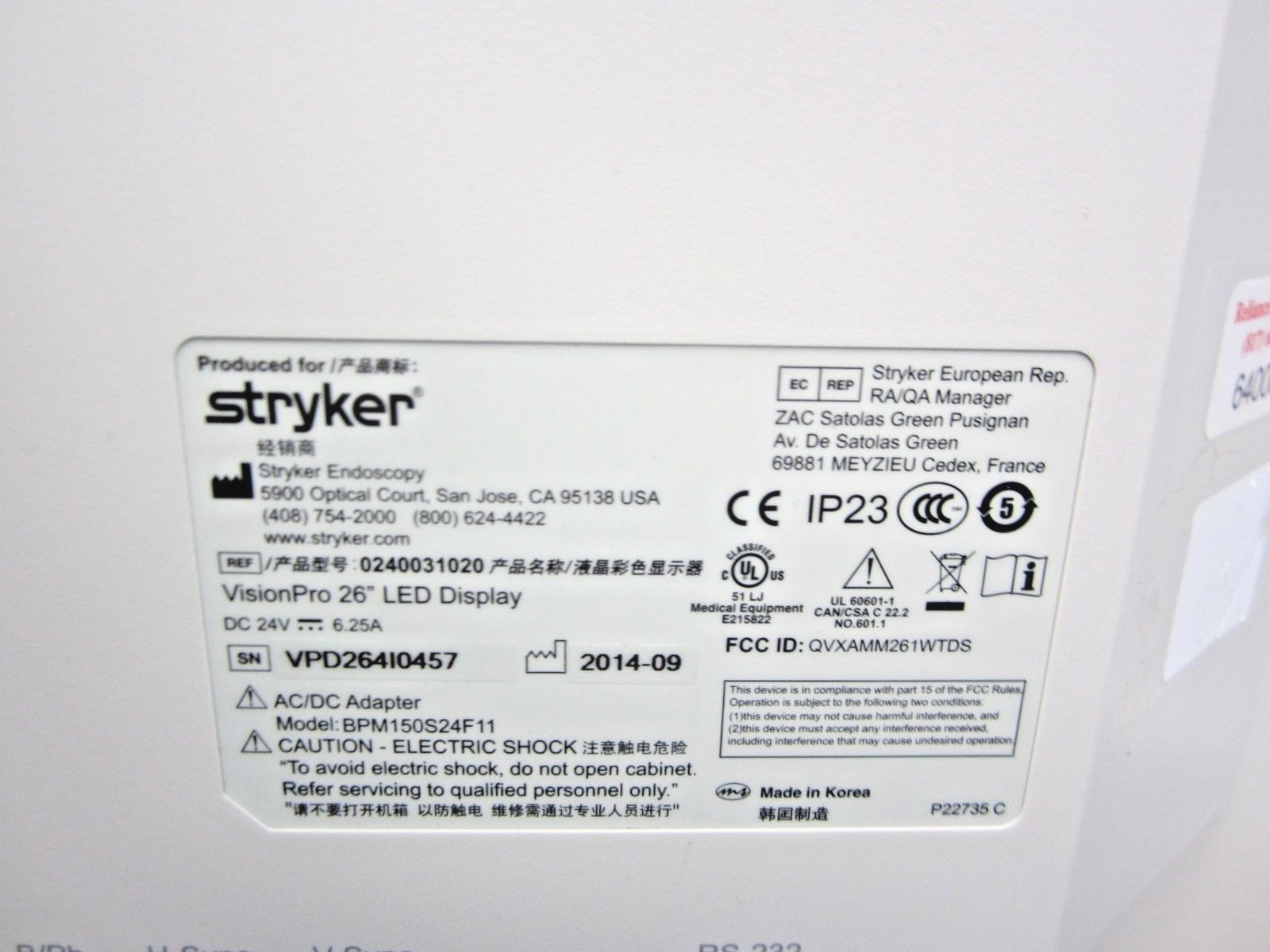 Stryker Provision 26" LED Monitor with Power Supply | eBay