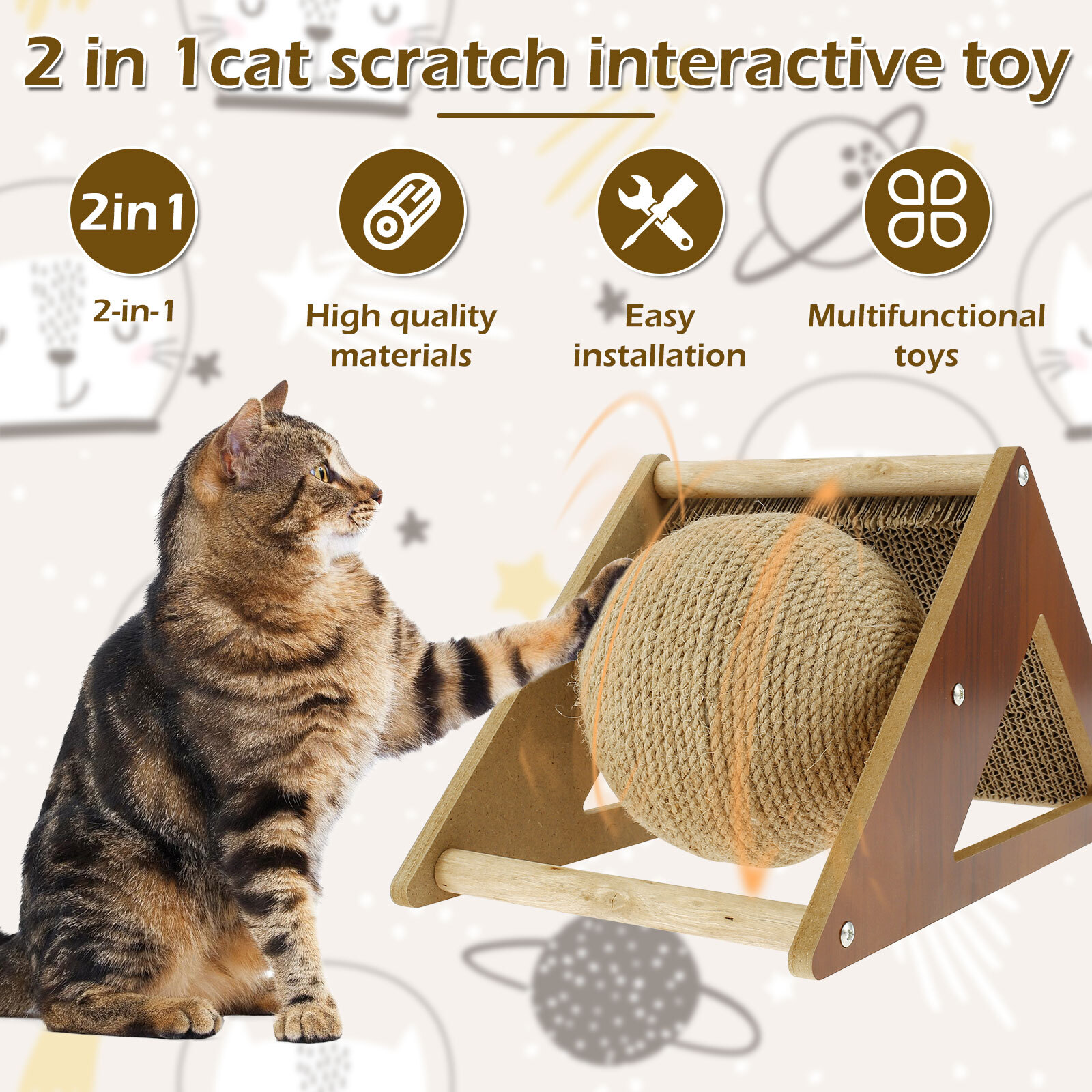 Cat Scratching Ball Interactive Scratcher Pad Toy Ball Pet Scratching ...