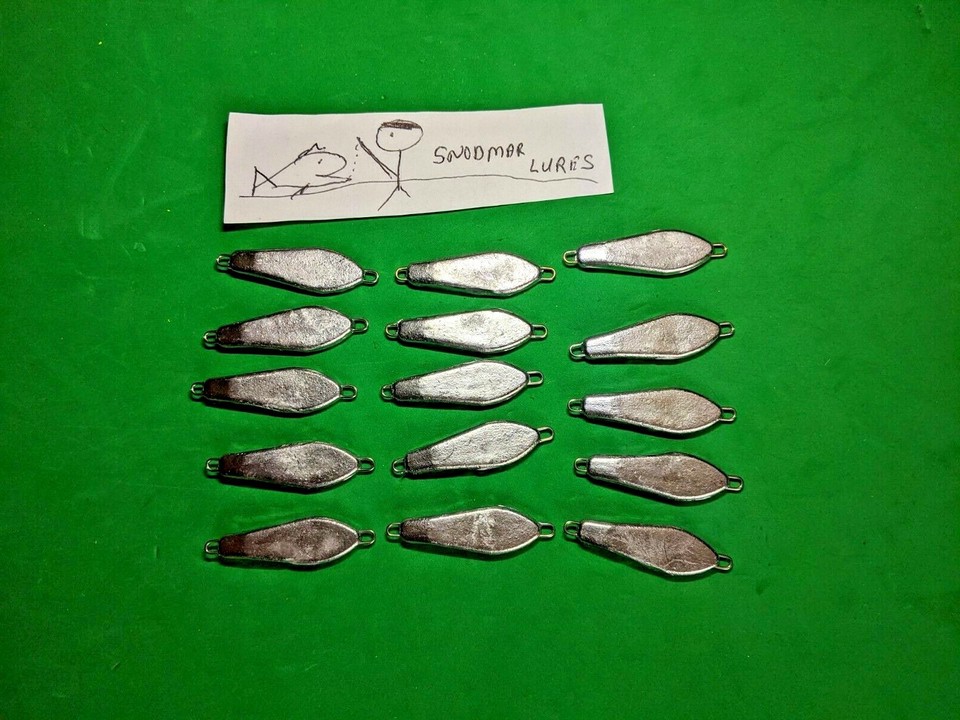 15 - 1/2 oz Weight Slab Fishing Casting Jigging Lead metal Spoons lures ...