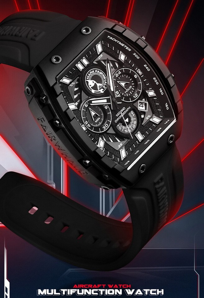 MARK FAIRWHALE Tonneau Calendar Multifunction Chronograph Luminous ...
