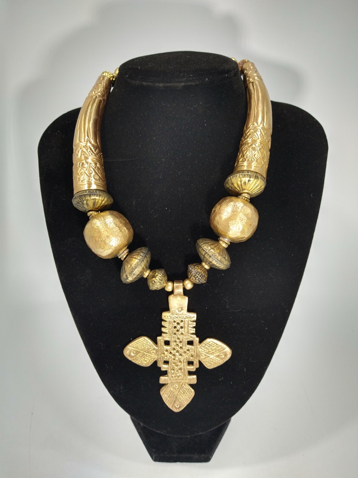 Ethiopian Large Brass Orthodox Coptic Cross Necklace … - Gem