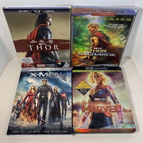 Marvel Blu Ray Movie Lot of 4 - 6 Films Total Thor + Ragnarok Captain X ...