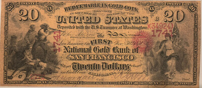 Reproduction $20 National Gold Bank Note 1870 1st National Gold Bank SF ...