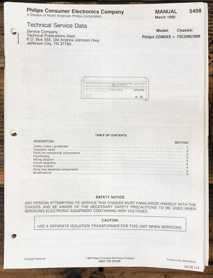 Philips CD80 CD-80 CD Player Service Manual *Original* #1 | eBay