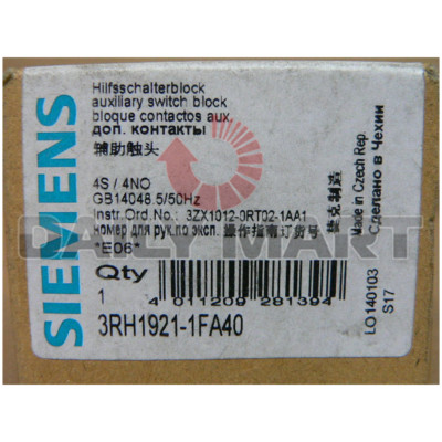New In Box SIEMENS 3RH1921-1FA40 Auxiliary Switch Block 10A 690V | eBay