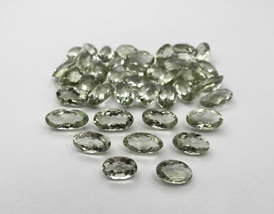 Natural Green Amethyst Oval Checker Cut Gemstone Lot 22 Pcs 9*11-9*14 ...