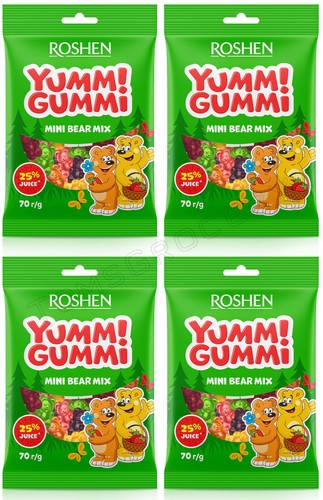 4 ROSHEN YUMMI GUMMI Mini Bear Mix Gummies Candies Ukrainian Sweets 70g ...