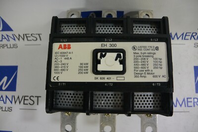 ABB EH300 3 Pole 350 amp 600 volt 250HP Contactor with 24VDC Coil ...