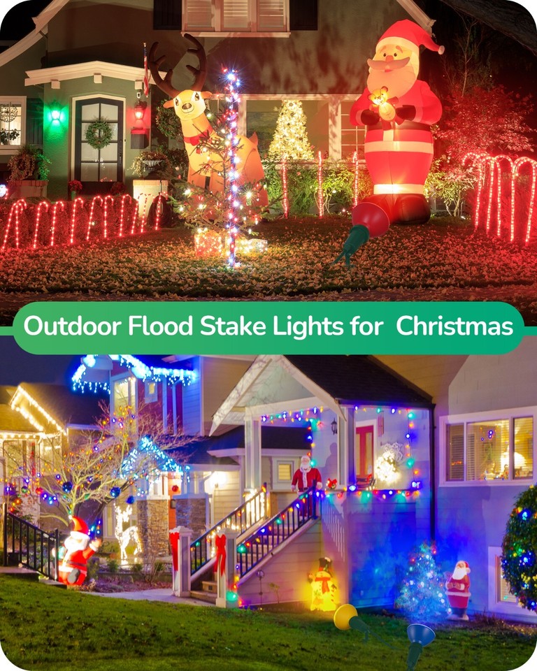 EDISHINE ChristmasSpotlight Outdoor Plug in, Weatherproof LED Flood ...