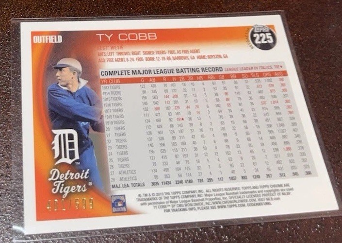 2010 Topps Chrome Wrapper Redemption Green Refractor 401/599 Ty Cobb ...