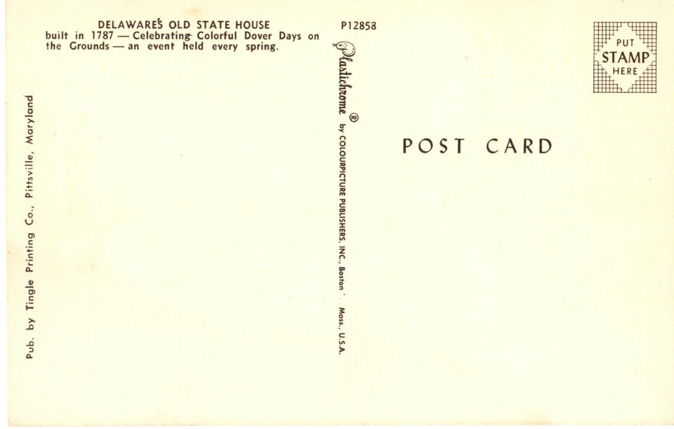 Delaware's Old State House Celebrating Dover Days Postcard | eBay