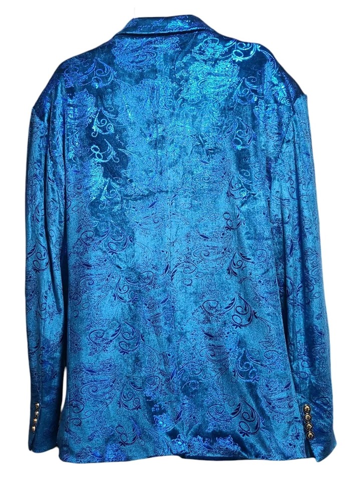 Mage Male Tuxedo Blazer Men's 2XL Blue Velvet Iridescent Pocket Formal ...