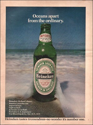 1977 Vintage ad Heineken Lager Beer alcoholic beer green bottle 03/21 ...