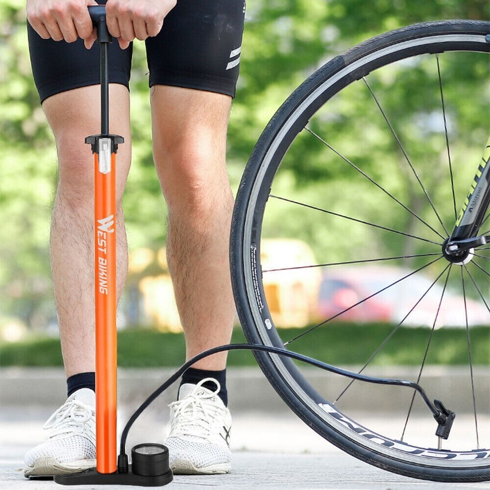 WEST BIKING Bicycle Floor Pump Ball Pump Bike Inflator with Gauge ...