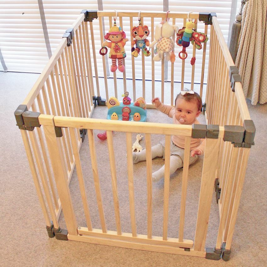 Baby Play Den Wood Play Child Rectangle Playpen Pets Natural 80x120cm ...