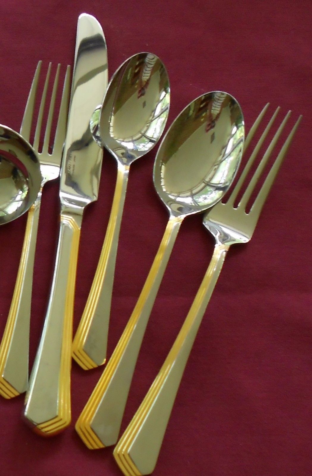 New Yamazaki Ramona Gold Accent Stainless Steel Flatware Gerald Patrick | eBay