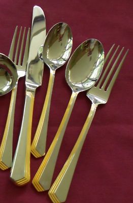 New Yamazaki Ramona Gold Accent Stainless Steel Flatware Gerald Patrick ...