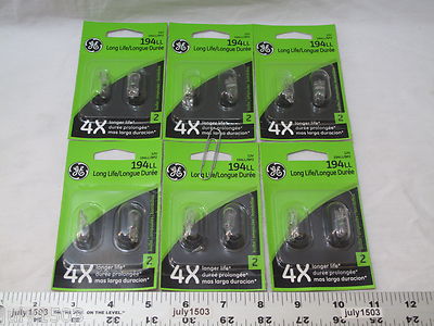 (12) New GE 194LL Miniature Lamp Bulb 4w T3-1/4 Wedge 12 volt 12v | eBay