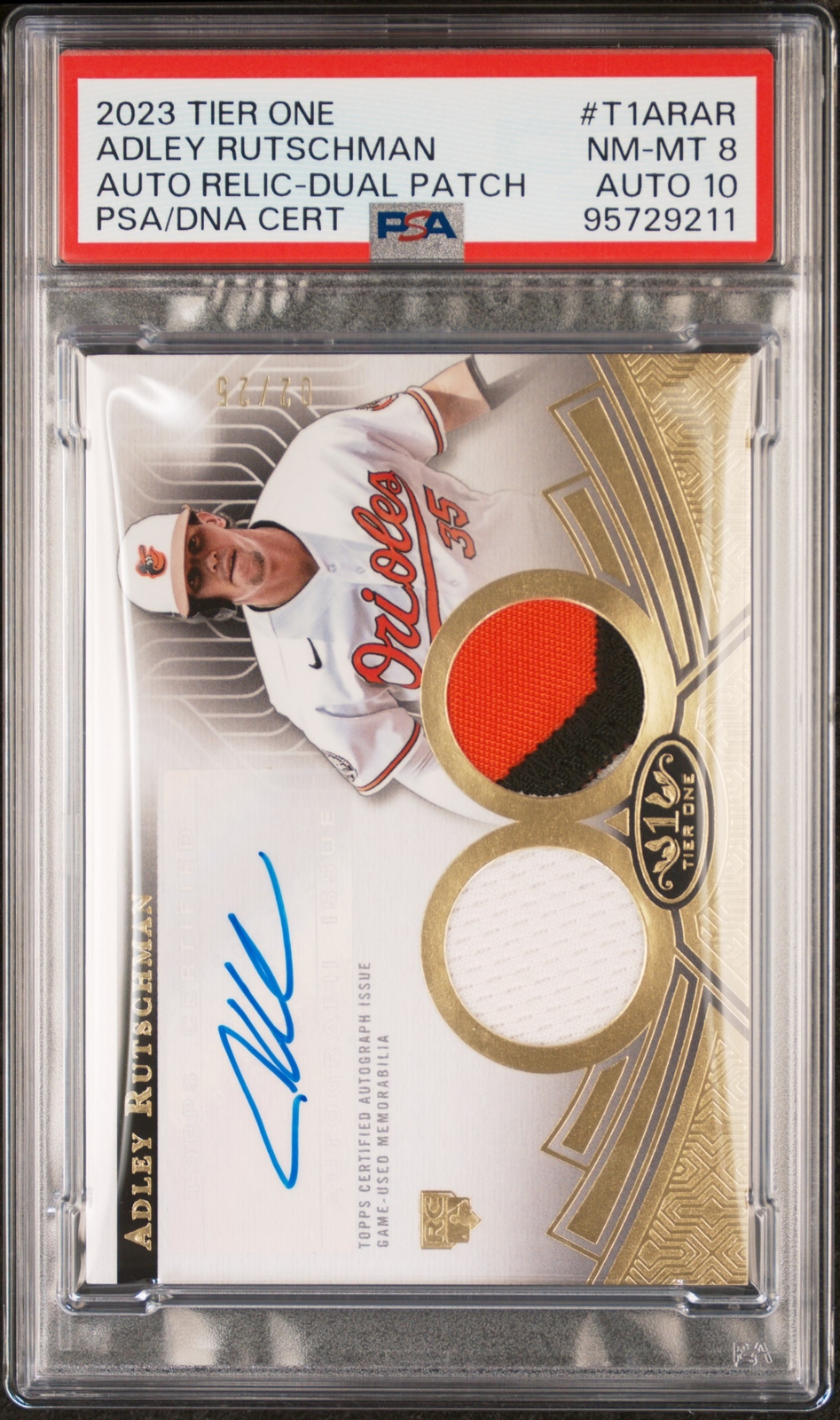2023 TOPPS TIER ONE AUTOGRAPHED RELICS ADLEY RUTSCHMAN ROOKIE 2/25 PSA ...