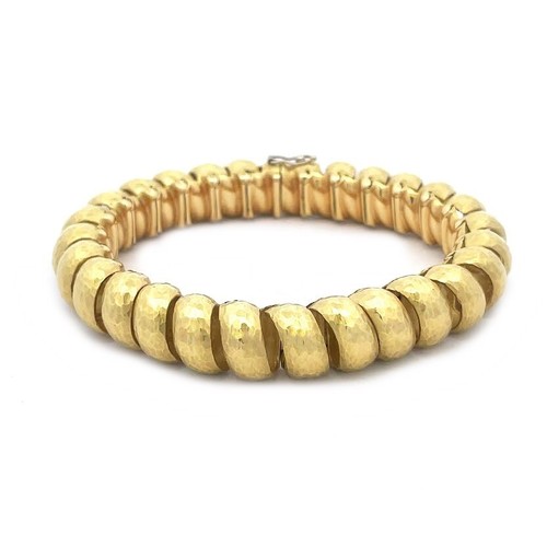 H. Stern Gold Bracelet 18k Yellow Spiral Hammered Link w/Box 64 grams ...