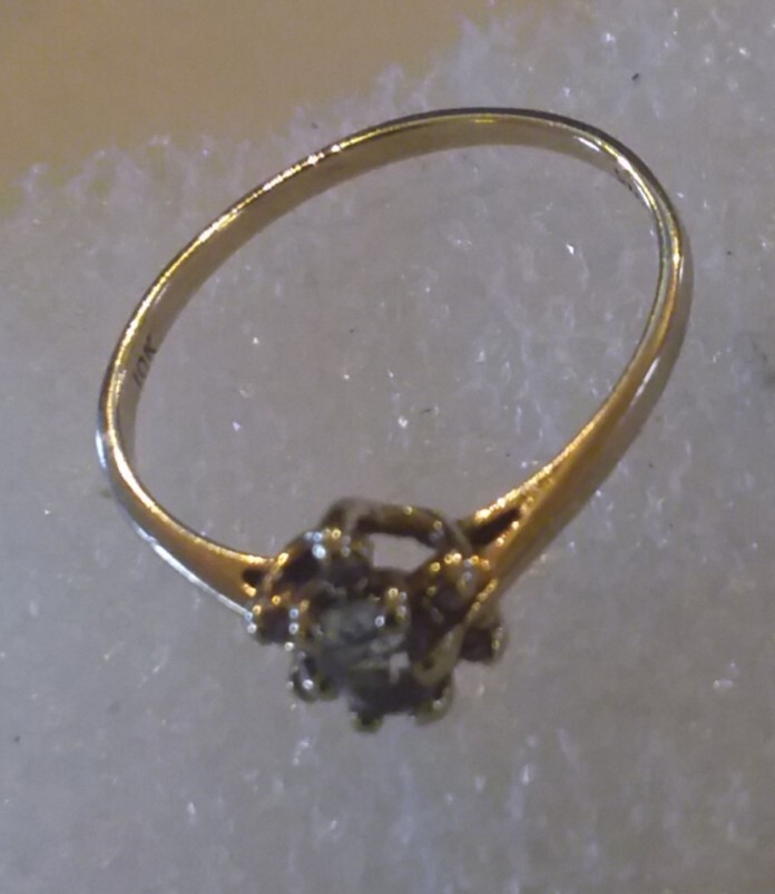 L@@K AMAZING Pawn Shop Closeout SMG Diamond Blue Stone 10k Gold Ring sz ...