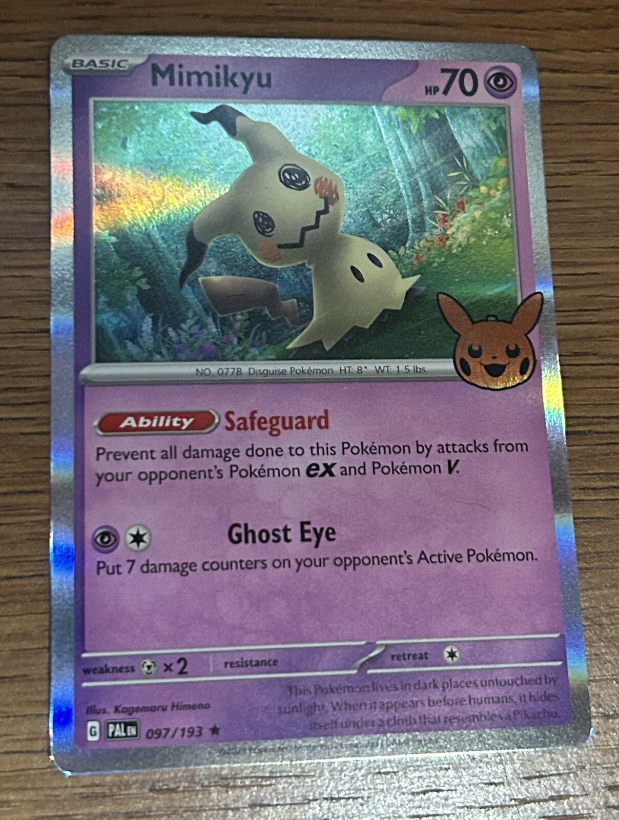 Pokemon Mimikyu HOLO Trick Or Trade 2023 Halloween STAMP Card 97/193 | eBay