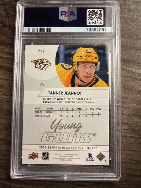 2021 Upper Deck Tanner Jeannot Young Guns RC Rookie #222 PSA 9 | eBay