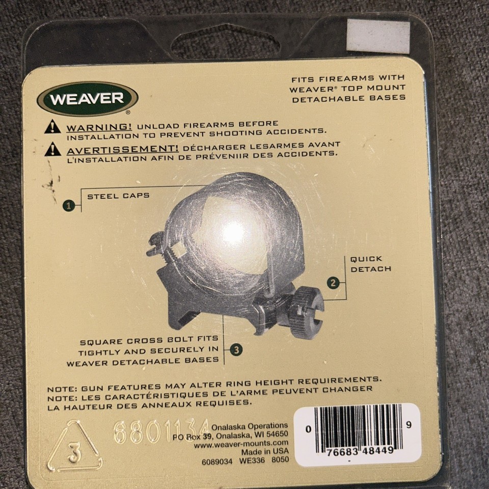 Weaver Mounts 48449 Top Mount Scope Ring Set Extended For Rifle Extra ...