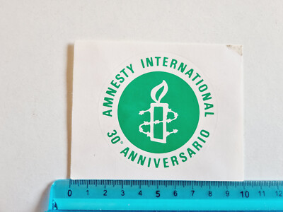 Sticker Decal 30° Amnesty International Autocollant Aufkleber Vintage ...