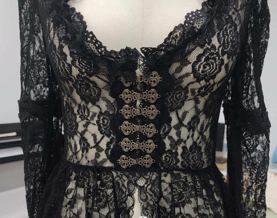 Womens Gothic Steampunk Tunic Dress Plus Lace Dress Renaissance Long ...