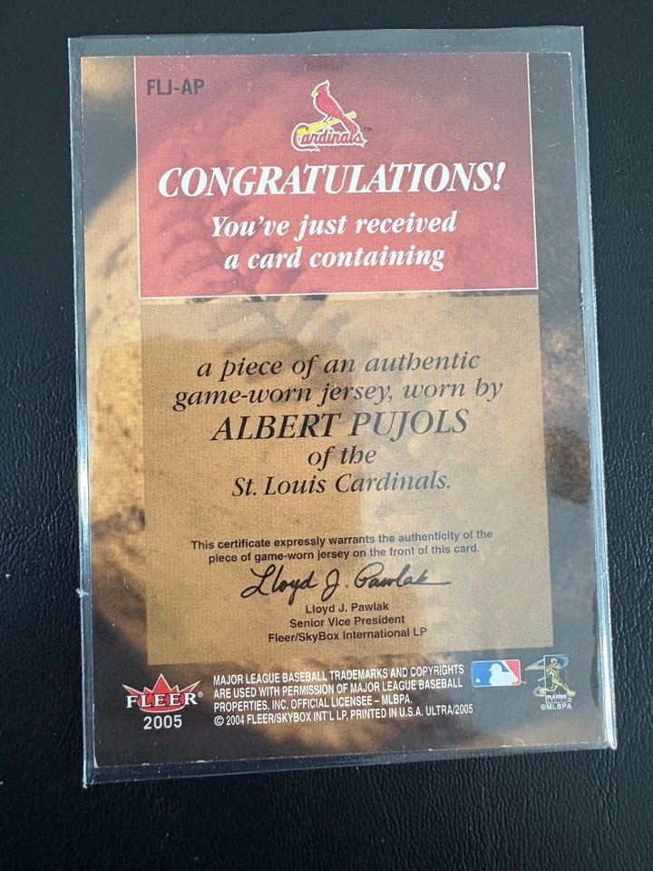 2005 Fleer Ultra Follow the Leader Jersey Red Albert Pujols #FLJ-AP ...