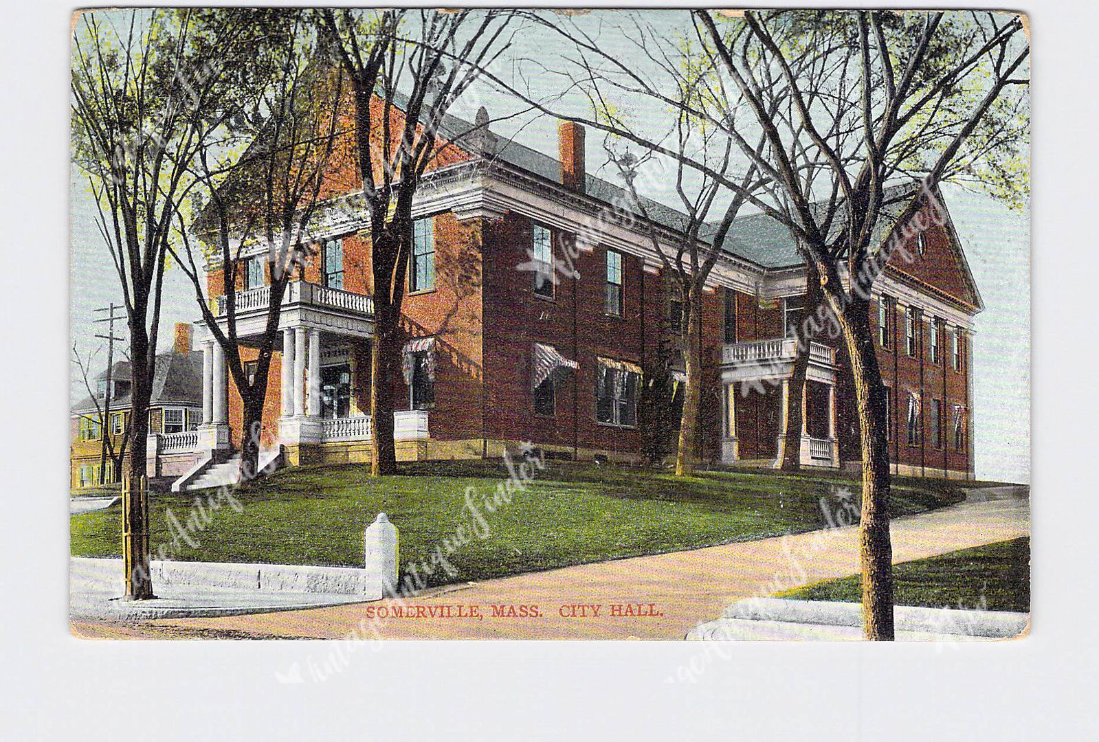 PPC Postcard MA Massachusetts Somerville City Hall Exterior Street View ...