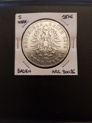 Moneta argento 5 mark Baden 1876, silver coin | eBay
