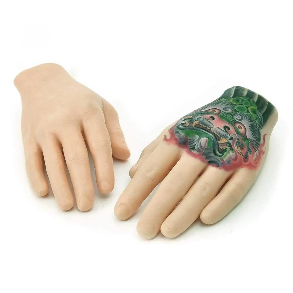 Premium SOFT Silicone Tattoo Practice Hand Synthetic Dummy Fake Skin ...